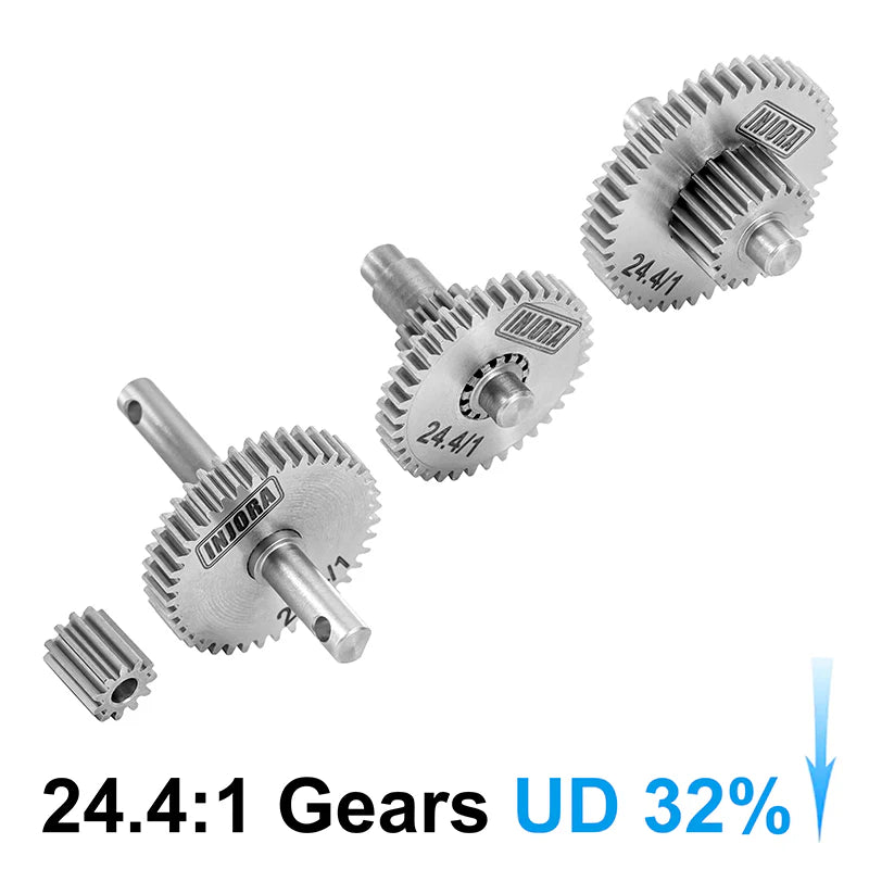 INJORA Overdrive Underdrive (32%; 24.4:1) Stainless Steel Transmission ...